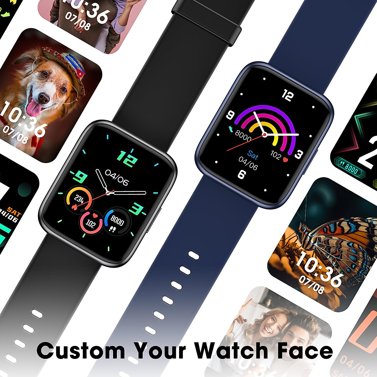 LIVIKEY Smart Watch, Fitness Tracker Watch with Heart Rate Monitor, Sleep Tracker, 45mm Fitness Watch IP68 Waterproof Smartwatch for Women Men Step Counter Pedometer for iOS and Android Phones