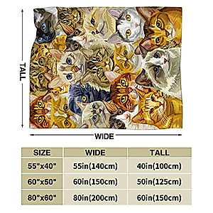 Bilibunny Cat Blanket Gifts for Cat Lovers, 40"x55" Soft Warm Flannel Cozy Throw Blankets for All Seasons, Cute Cat Fuzzy Blankets for Couch Sofa Bedroom Chair Camping Office Car Travel Picnic (Pet)