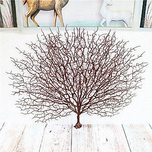 Simulation Coral Branch Artificial Sea Tree Peacock Tree Plastic Sea Trunk Branch Decorative Accessories for Fish Tank Aquarium Wedding Home(Brown)