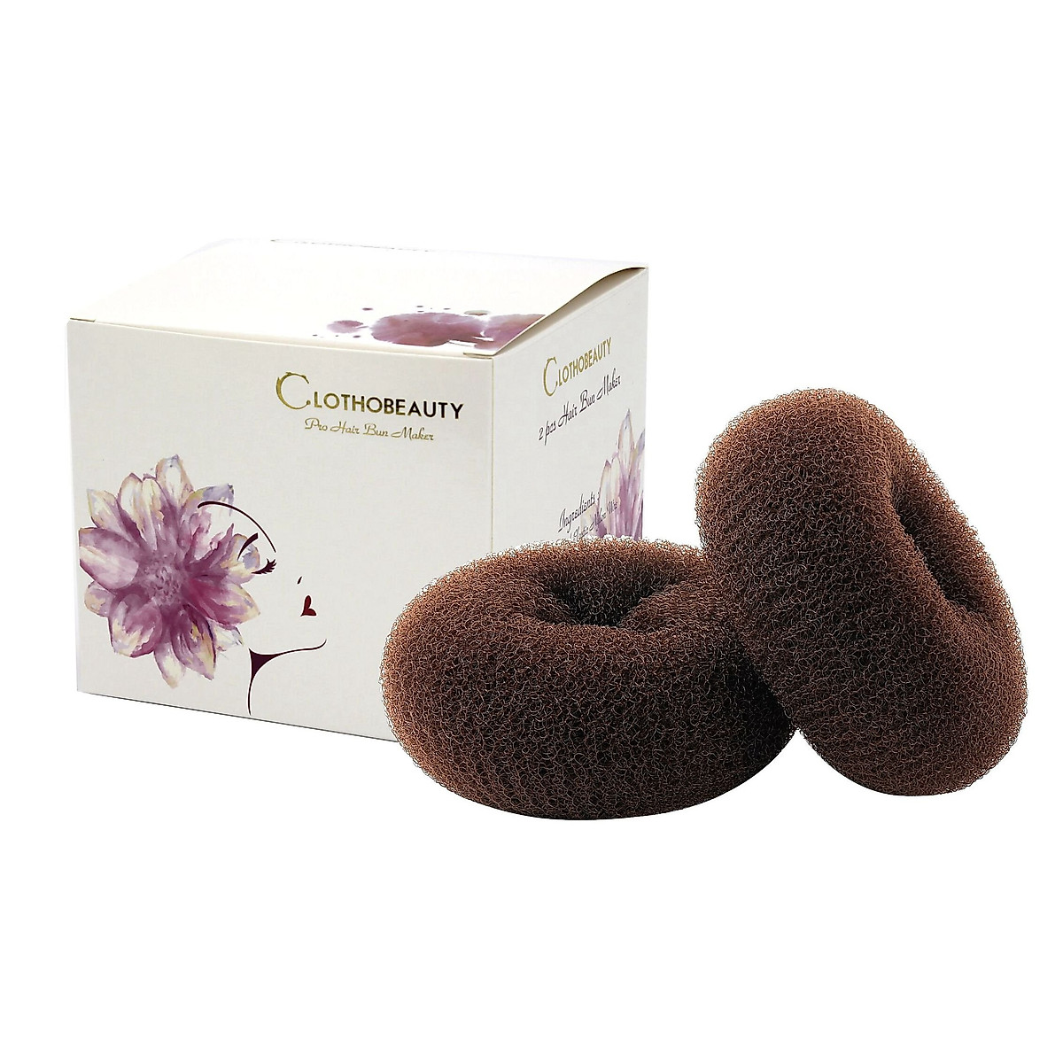 ClothoBeauty Extra Large Ring Style Bun Shaper for Thick and Long Hair, Women's Chignon Donut (4.3 in., Brown)