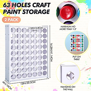 Sunnychicc 2 Pcs 63 Holes Craft Paint Storage Organizer Vertical Paint Rack Stand Wall Mounted Paint Organizers and Storage Removable Paint Holder 2 Oz Paint Bottle Organizer for Art Supplies, White
