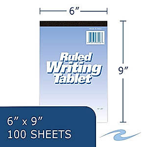 Roaring Spring Paper Products Writing Tablet, 6 x 9 Inches, 100 Sheets, Wide, White (ROA63046)