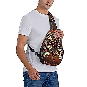 MANQINF Native American Sling Backpack, Multipurpose Crossbody Shoulder Bag Travel Hiking Daypack for Women Men