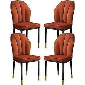 SHAWLA Chairs Modern Dining Chair PU Leather High Back Padded Soft Seat Lounge Chair Carbon Steel Feet，Foot Pad Dining Chairs (Color:Black)