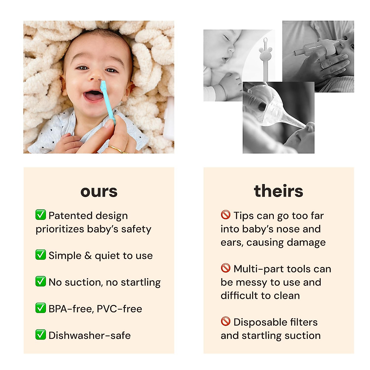 oogiebear - Nose and Ear Gadget. Safe, Easy Nasal Booger and Ear Cleaner for Newborns and Infants. Dual Earwax and Snot Remover - 2 Pack with Case - Orange and Seafoam