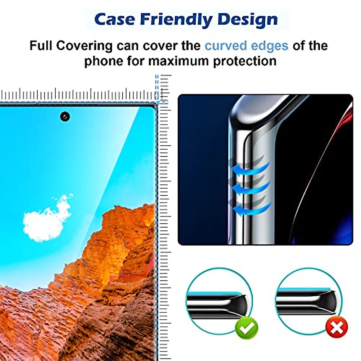Arshek [2+2 Pack] Galaxy S21 Ultra Screen Protector, 9H Tempered Glass Include two Camera Lens Protector,Ultrasonic Fingerprint Compatible,3D Curved, HD Clear for Samsung 5G Protector