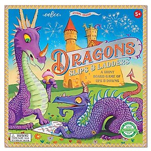 eeBoo: Dragons Slips & Ladders Board Game, Develops Counting and Patience Skills for Children, a Shiny Board Game of Ups & Downs, Perfect for Ages 5 and up
