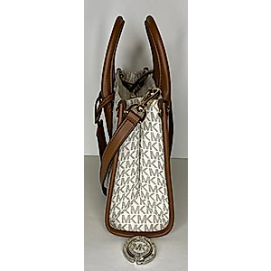 Michael Kors Mirella Small Shopper Top Zip Bag bundled SM TZ Coinpouch Purse Hook (Vanilla/Luggage)