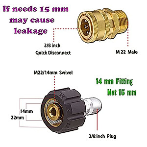 Fachmann Pressure Washer Adapter Set, Quick Disconnect Kit, M22 Swivel to 3/8'' Quick Connect, 3/4" to Quick Release
