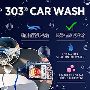 303 Products Car Wash with Wash Mitt Bubble Gum Scent, 18 fl. oz. (30577) , Blue