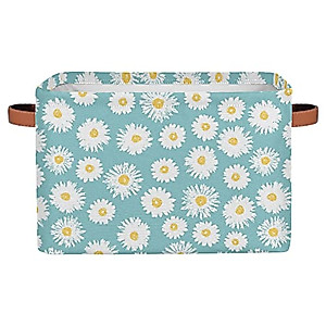 AUUXVA Little Daisy Storage Baskets Cube Storage Boxes Bins Collapsible Laundry Baskets for Nursery Shelf Bedroom Bathroom Toy Organizer 1PC