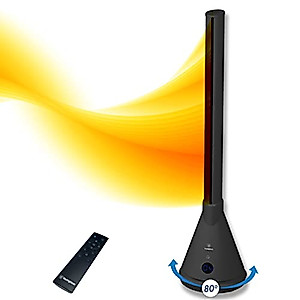Westinghouse All Season Electric Fan 40 Inches With Heater | Minimalist Heated Bladeless, Oscillating With Remote Control (Black)