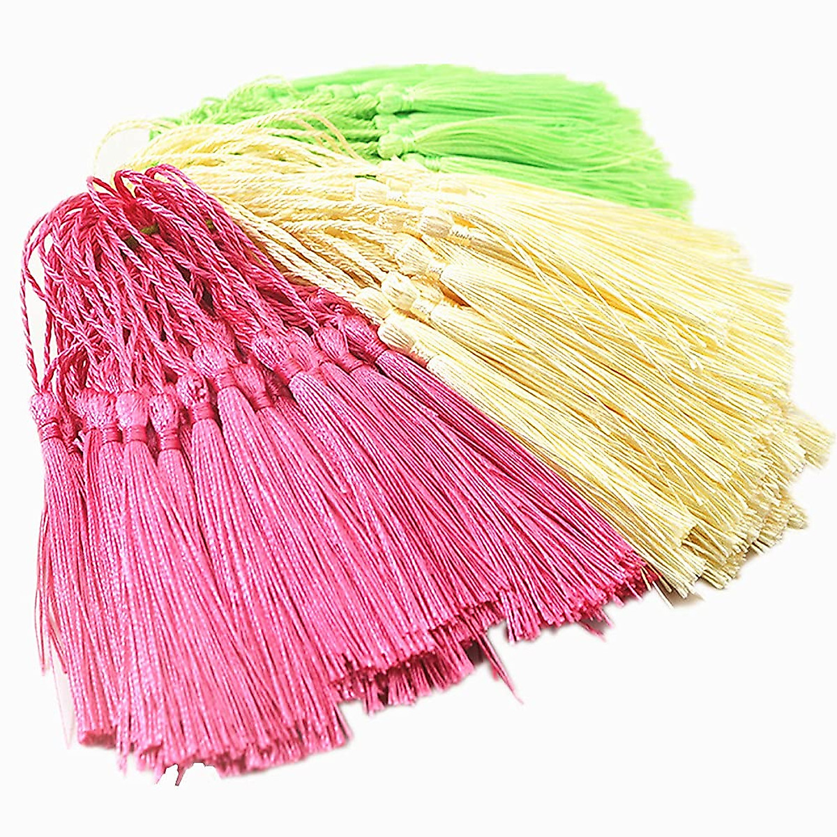 MSCFTFB 120 Pieces 5inch Silk Floss Tassels with Hang Loops Mini Tassels Mala Tassel Kits for Bookmarks Earring Dreamcatcher Jewerly Making Belt Clothing Curtain Decorations (Navy)