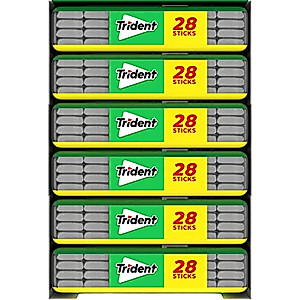 Trident Spearmint Sugar Free Gum, 6 Pocket Packs of 28 Pieces (168 Total Pieces)