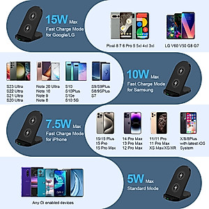 15W Fast Wireless Charger Phone Charging Stand for Google Pixel 8a/8 Pro/7a/7/6 Pro/5,Android Phone Wireless Charging Station Charger for Samsung Galaxy Z Fold 5/Z Flip 5/S24 Ultra/S23/S22/S21/S20/S10
