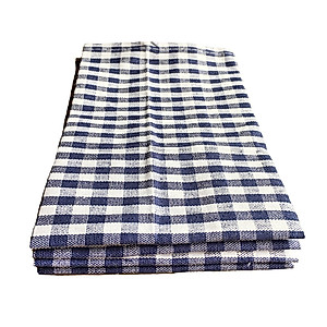 Navy & White Checkered Kitchen Tea Towel, iToolai 100% Woven Cotton Washable Dish Cloth Set of 4