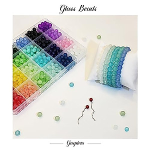 Gaspletu 700PCS Glass Beads for Jewelry Making, 24 Colors 8mm Crystal Beads Bracelets Making Kit, 1 Box Round Beads Suitable for Beginners