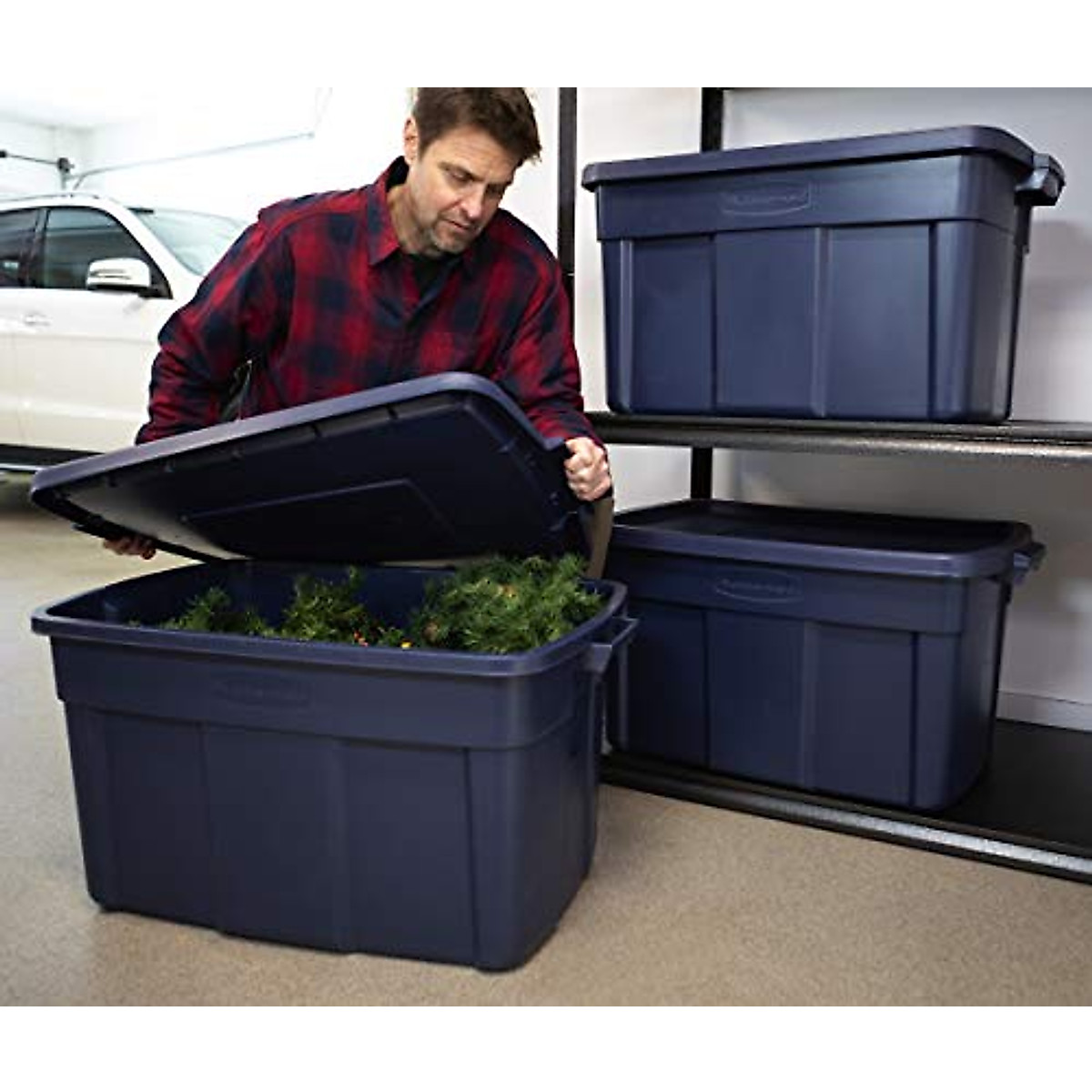 Rubbermaid Roughneck️ Storage Totes 31 Gal, Large Durable Stackable Storage Containers, Great for Clothing, Seasonal Décor, Sports Equipment, and More, 6-Pack