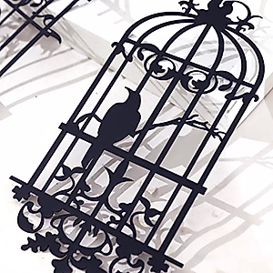 Black Bird Cage Decor - Halloween Bird Cage Decor, Birdhouse Wall Decal, Bird lover Gifts, Bird House Decoration, Set of 3, Home Wall Art, Halloween Mantel Decor(Bird Cage Decor)