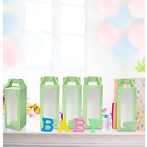 HEIPINIUYE 12 Pcs Sage Green Party Favor Boxes Gift Gable Boxes with Window Boho Candy Boxes Cookie Boxes for Birthday Wedding Baby Shower Party Decorations Candy Treat Boxes