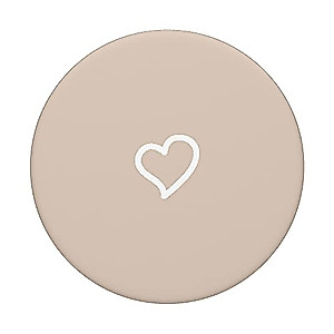 White Hand Drawn Minimalist Heart in Tan Sand Beige PopSockets Swappable PopGrip