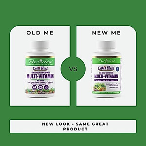 Paradise Earth's Blend Multivitamin, No Iron, One Daily Superfood, Stress & Energy Adaptogens, Probiotics for Gut Health, Immune Boosting Mushrooms, Non-GMO, Gluten Free, 60 Vegetarian Capsules