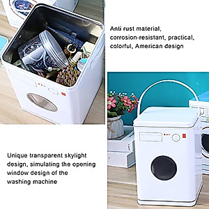 YYQTGG Laundry Powder Container, Laundry Container Washing Machine Shape Simple Tinplate Material Large Capacity for Countertop(#1)