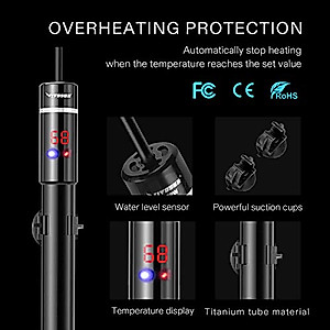 VIVOSUN Submersible Aquarium Heater with Thermometer Combination, 300W Titanium Fish Tank Heaters with Intelligent LED Temperature Display and External Temperature Controller