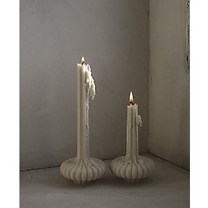 LAWA Set of 2 Pumpkin Base Candle - Beautiful Handmade Pillar Unscented Soy Wax Candle Elegant Aesthetic Vase Candle Housewarming Gift Home Room Shelf Decor Idea White