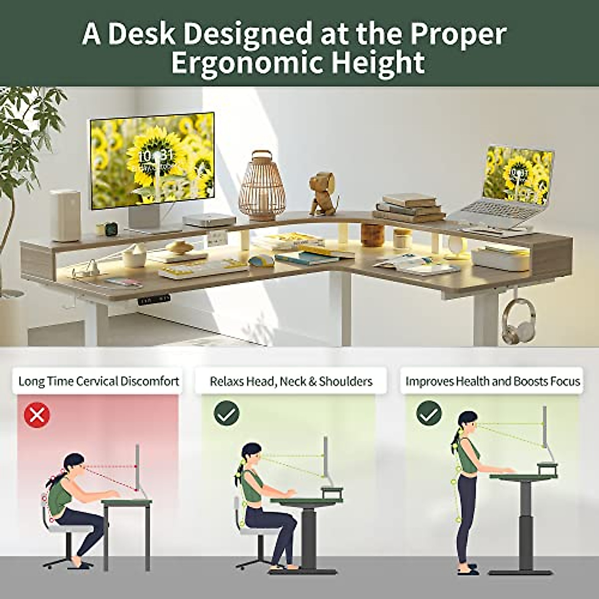 FEZIBO L Shaped standing desk
