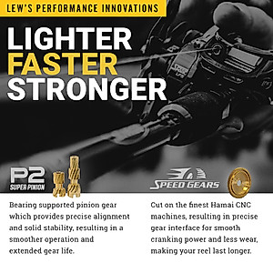 Lews Fishing SS1SHA Speed Spool LFS Baitcasting Reel, 7.5: 1 Gear Ratio, 9Ss+1Rb Bearings, Right Hand, ALUMINUM