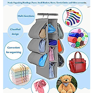 kindabigdeal Hanging Purse Handbag Organizer Wardrobe Closet Organizer Nonwoven 10 Pockets Hanging Closet Storage Bag for Homewares and Accessories