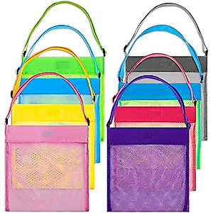 meekoo 8 Pieces Candy Bags Mesh Beach Bags Snacks Bags Seashell Bags for Kids Goodies Gift Wrapping Birthday Wedding Halloween Christmas Storage Fruit Vegetable Or Toys (S, Multicolor)