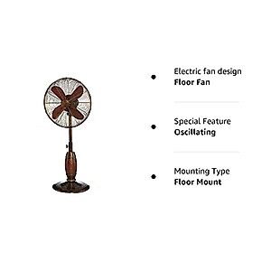 Designer Aire Oscillating Indoor/Outdoor Standing Floor Fan for Cooling Your Area Fast - 3-Speeds, Adjustable 40-51 Inches in Height, Fits Your Home Decor