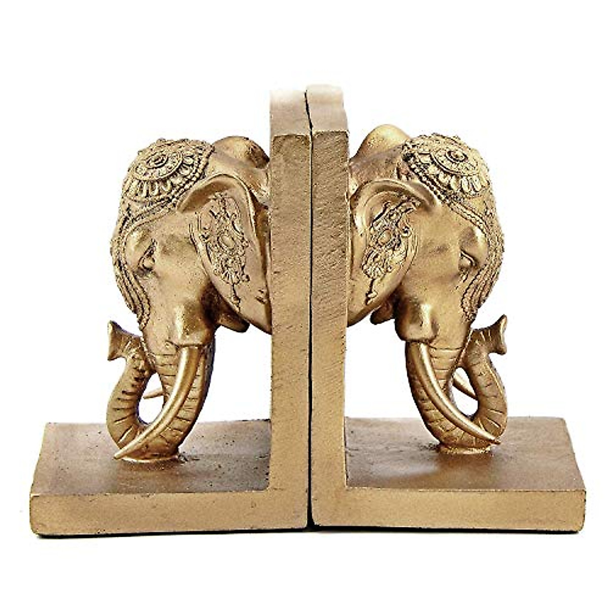 Bellaa 21817 Bookends Elephant Head Bookshelf Decor 7 inch