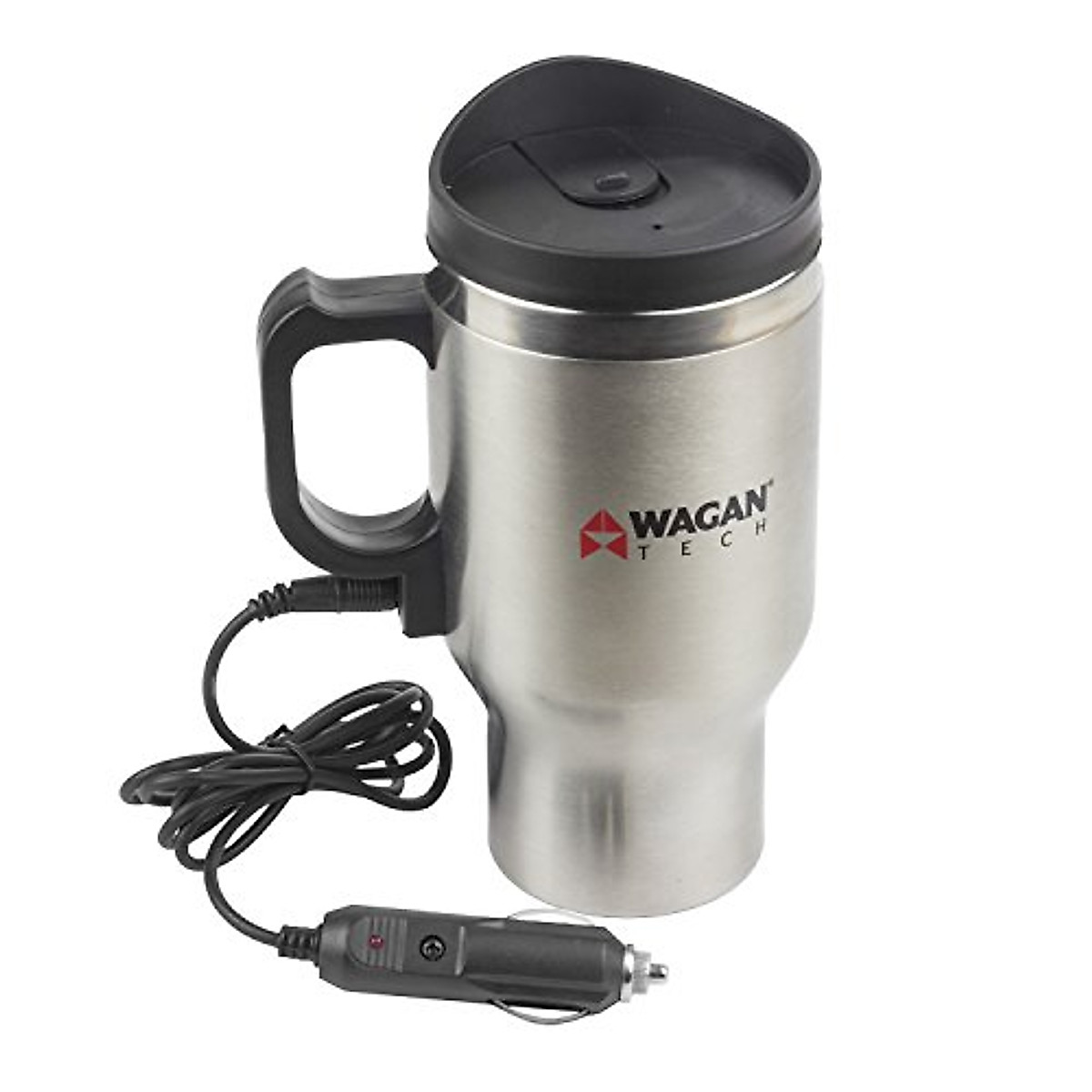 Wagan EL6100 12V Stainless Steel 16 oz Heated Travel Mug with Anti-Spill Lid, 1 Pack