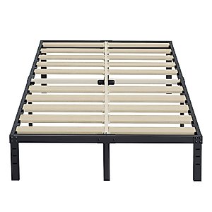 ZIYOO Full Size Bed Frame 14 Inches High 3 Inches Wide Wood Slats with 3500 Pounds Support for Foam Mattress, No Box Spring Needed, Underbed Storage Space,Easy Assembly, Noise Free