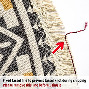 Miiciuib Boho Round Rugs, 3'x3' Round Bohemian Mandala Tassels Decor Carpet Woven Circle Mat for Kitchen Living Room Bedroom Bathroom