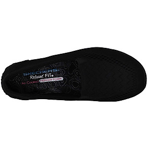 Skechers Women's Reggae Fest Willows Flat, Black/Black Mesh, 6.5 M US