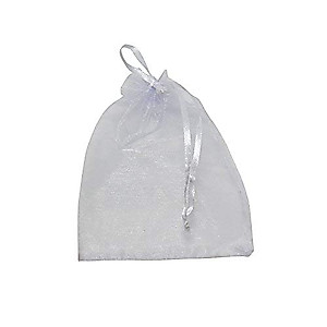 100Pcs White Organza Bags 4x6 inches w/Drawstring | Accurate Sizing, Reinforced Stitching & Crease Free Sheer Organza Pouches | OB46 01