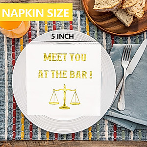 Meet You At The Bar Napkins, Law School Graduation Napkins, Law School Graduation Decorations Class of 2024, Law School Graduation Party Decorations 2024 (5 x 5 In, Gold Foil, 50-Pack)