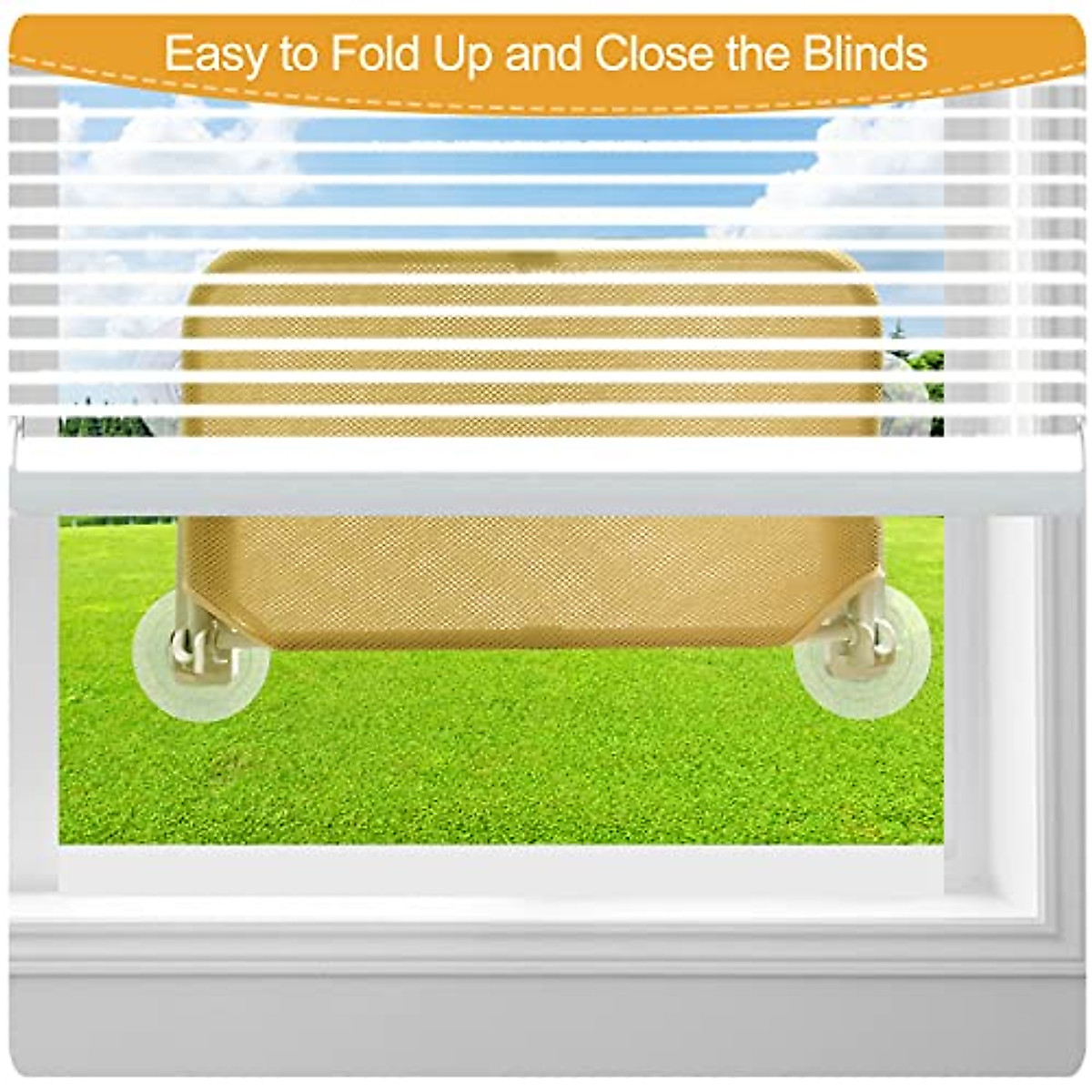 Foldable Cat Window Perch, Cordless Cat Window Hammock with 4 Strong Suction Cups, Window Cat Beds for Indoor Cats Inside, Large Cats Window Seat Windowsill Safety with Sturdy Metal Frame Soft Cover