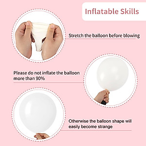 RUBFAC 129pcs White Balloons Different Sizes 18 12 10 5 Inch for Garland Arch,Party Latex Balloons for Birthday Party Wedding Anniversary Baby Shower Party Decoration