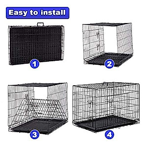 BestPet Large Dog Crate Dog Cage Dog Kennel Metal Wire Double-Door Folding Pet Animal Pet Cage with Plastic Tray and Handle,24 inches