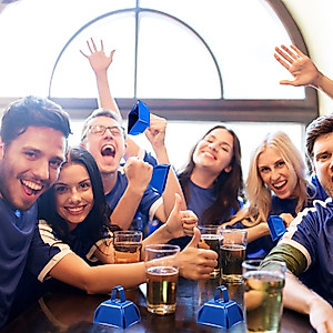 24 Pcs Metal Cowbell Noisemakers with Handles, Cow Bells Noise Makers for Sporting Events 3 Inch, Bulk Cheering Cowbell with Handle for Football Games Homecoming, New Year's Eve (Blue)