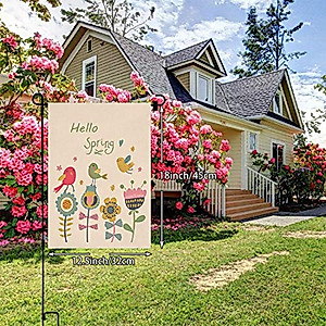 BLKWHT Hello Spring Garden Flag Vertical Double Sided 12.5 x 18 Inch Easter Bird Floal Yard Decor