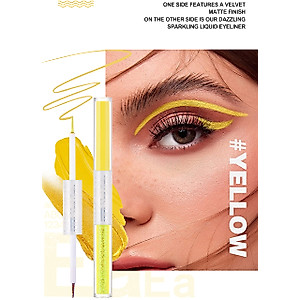 BestLand 2 in 1 Matte Glitter Liquid Eyeliner Set Rainbow Colorful Neon Eyeliner Pencil Pigmented Waterproof Smudgeproof Long Lasting Korean Eye Glitter Christmas Makeup Gift Kit for Women (2 in 1 Set A)