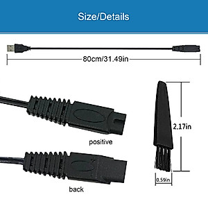 LinMei Shaver Charger USB Cord for Microtouches Solo Electric Shaver Solo Trimmer USB Charging Cable 31.5 in with 2 Cleaning Brush