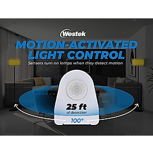 Westek MLC12BC-4 Indoor Plug-in Corded Motion Activated Light Control, 1 Count (Pack of 1), White