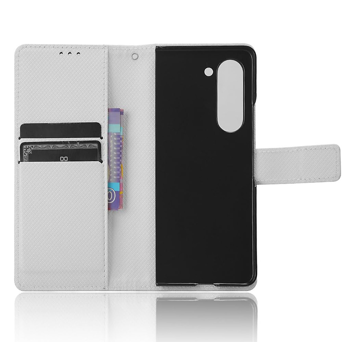Elubugod Compatible with Samsung Galaxy Z Fold 5 Leather Case Cover,PU Leather flip Cover Compatible with Samsung SM-F946U1 Galaxy Z Fold5 / SM-F946B/DS SM-F946N SM-F946W Case Cover White